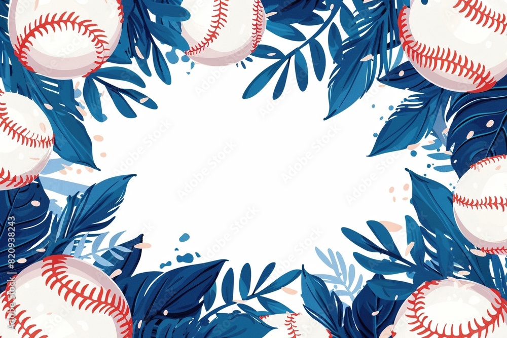 Minimalist studio scene: Red and blue baseballs frame a central space ...