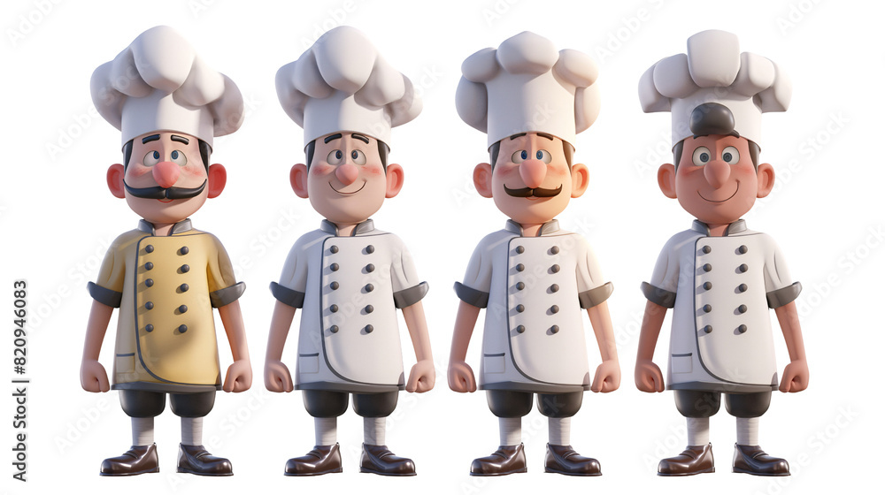 Cartoon characters chef collection set in transparent background Stock ...