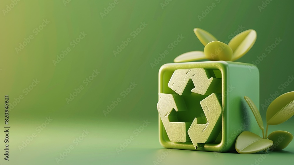 Banner for the main page of the site with a realistic recycling icon ...