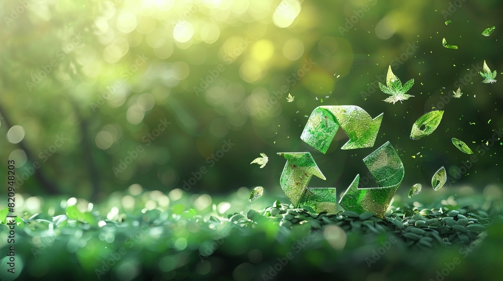 Banner for the main page of the site with a realistic recycling icon ...