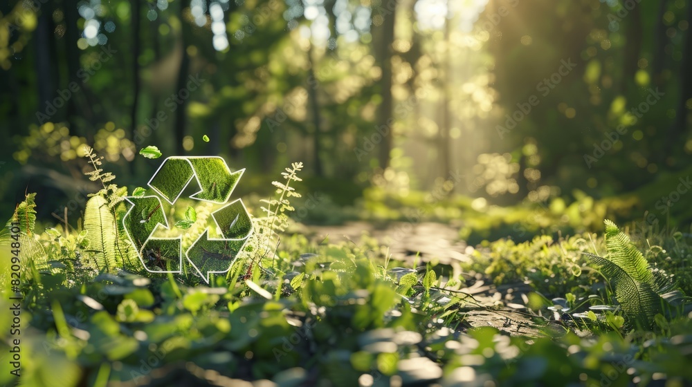 Banner for the main page of the site with a realistic recycling icon ...