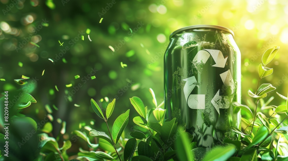Banner for the main page of the site with a realistic recycling icon ...