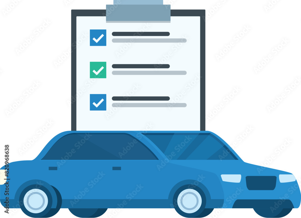 Blue vector illustration of car maintenance checklist concept for ...