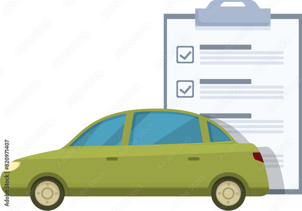 Illustrated car inspection checklist with quality control, scheduled ...