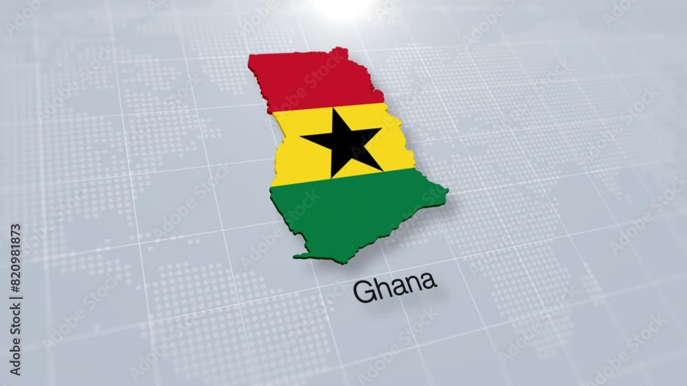 Ghana map presentation 3d rendering displayed on a modern clean white ...