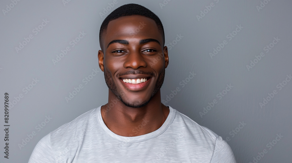 studio portrait from the shoulders up features an african american male ...