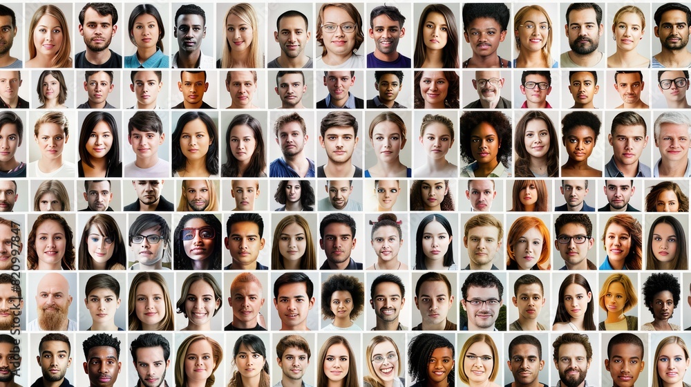 a vibrant photo collage showcasing portraits of multiracial and ...