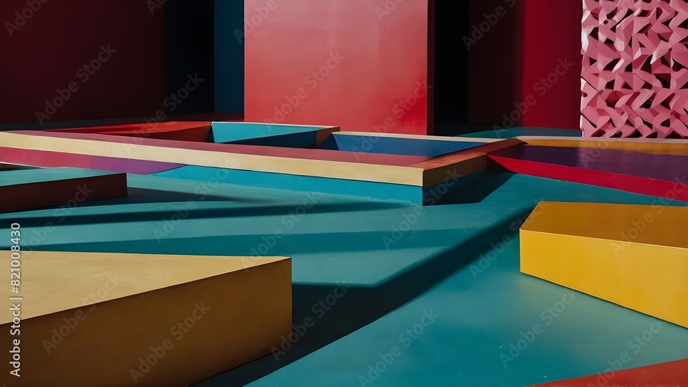 Modern Art Piece Featuring Geometric Shapes and Bold Colors, Geometric ...