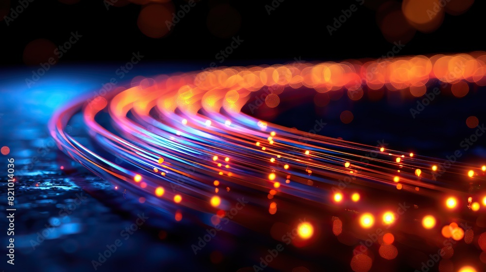 abstract technology background with fiber optic network connections ...
