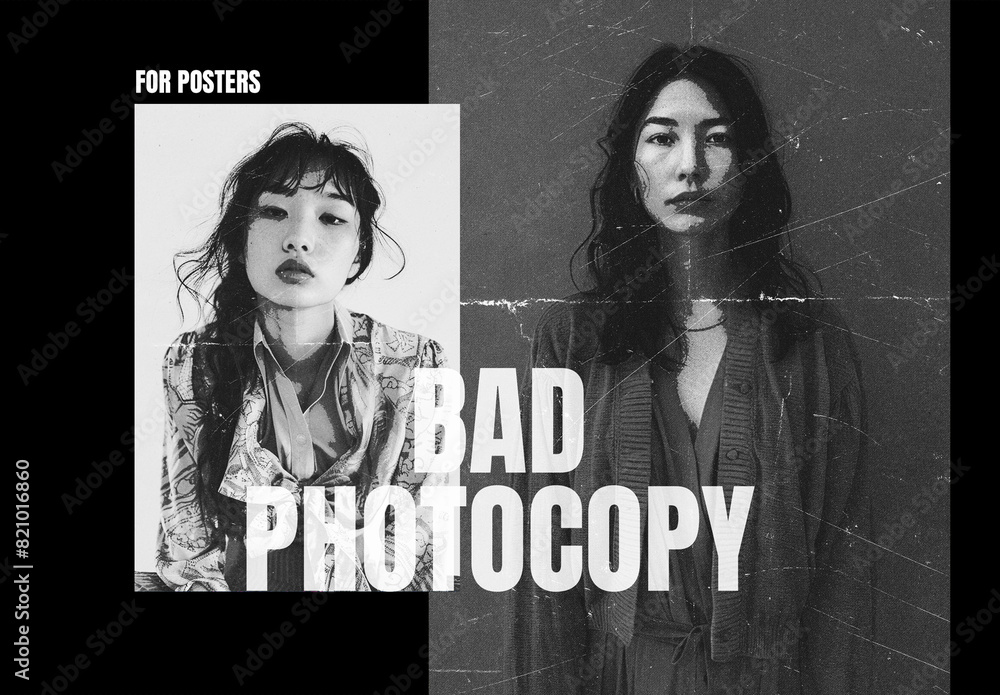 Bad Photocopy Poster Photo Effect Mockup Stock Template | Adobe Stock