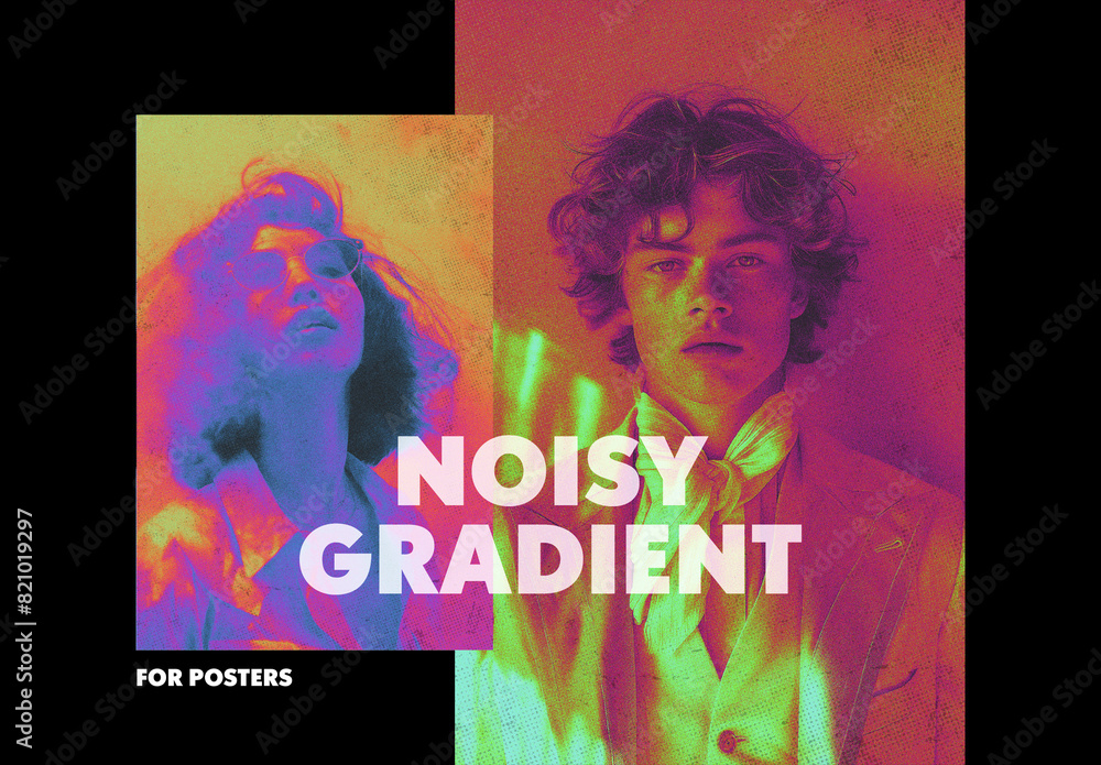 Noisy Gradient Poster Photo Effect Mockup Stock Template | Adobe Stock