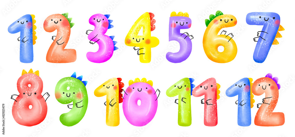 ภาพประกอบสต็อก Monthly baby card numbers with cute dinosaurs. Dinocards ...