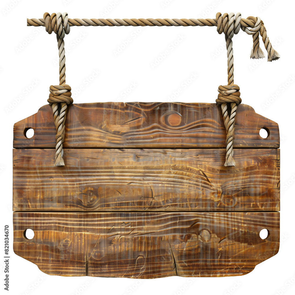 Outdoor wooden sign with weatherproof rope die cut PNG style isolated ...