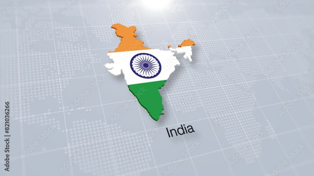 India map presentation 3d rendering displayed on a modern clean white ...