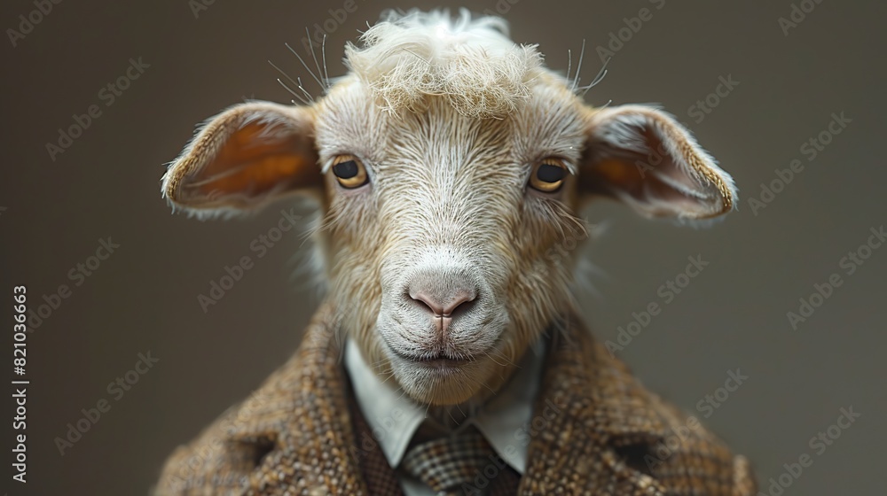 goat dressed in an elegant modern suit with a nice tie fashion portrait ...