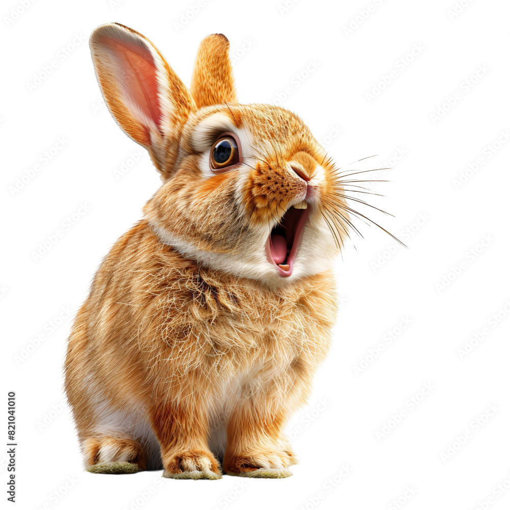 Surprised rabbit with perked ears die cut PNG style isolated on white ...