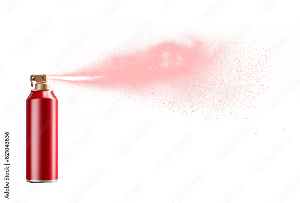 Red metallic blank spray can with red spray. Isolated transparent ...