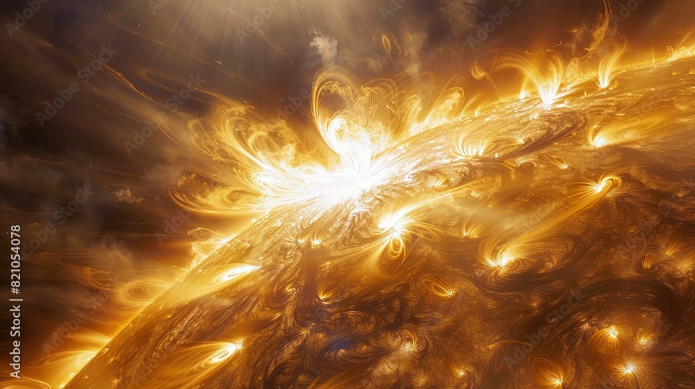 Astronomy Background, Sun with coronal mass ejections visible showcasing the powerful and ...