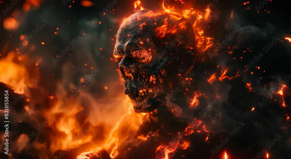 Delve into the depths of darkness with an image of a bad-demon engulfed ...