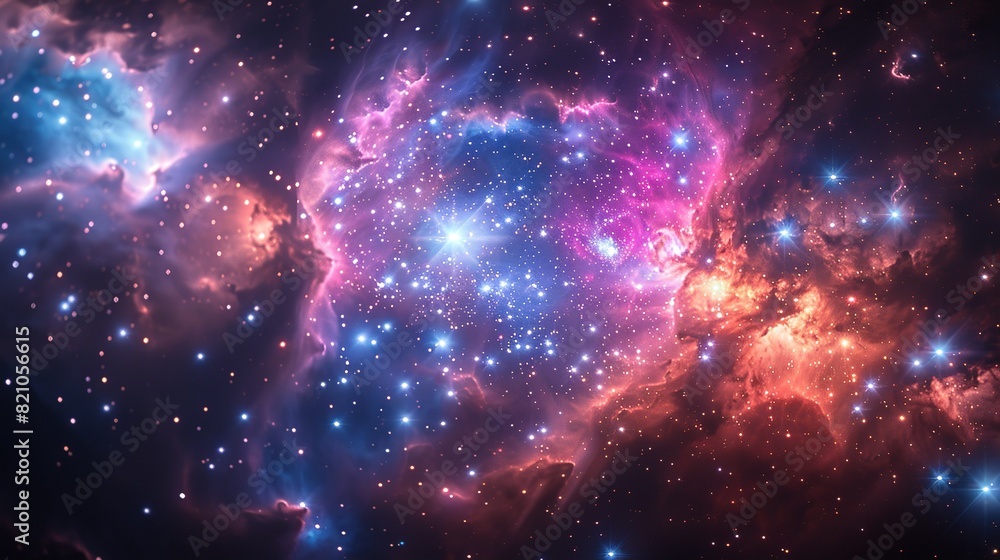 Astronomy Background, Stage with cosmic visuals of galaxies and nebulae ...