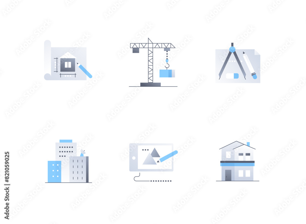 Construction according to drawings and on the ground - flat design ...