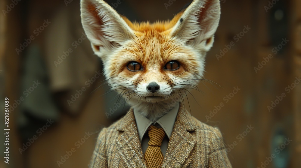 The impeccably dressed fennec fox, adorned in a tailored suit and ...