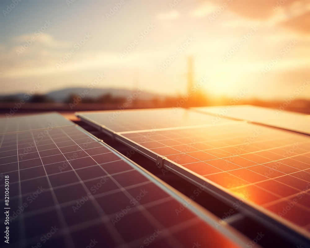 Solar panels on roof, sustainable energy, close up, focus on the panels ...