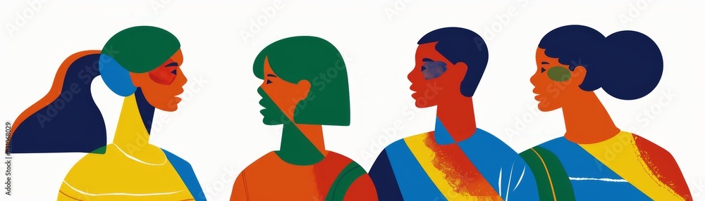 Adolescence flat design side view theme puberty water color Triadic ...