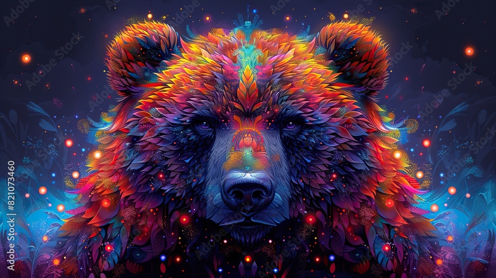 The shaman's sacred symbol, the psychedelic bear head, features ...