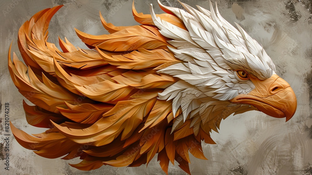 Digital artwork of a majestic eagle with flowing feathers, blending ...