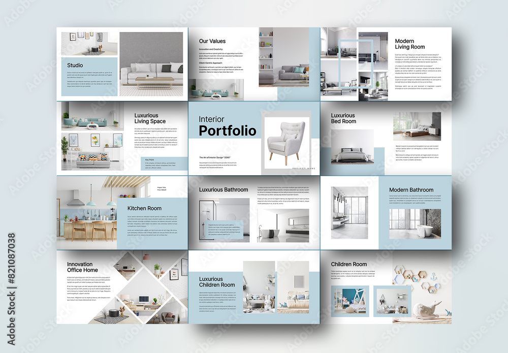 Interior Portfolio Presentation Layout Landscape Template Stock ...