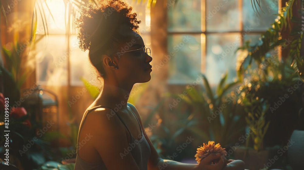 Mental Health Awareness: Create a serene environment with a person ...