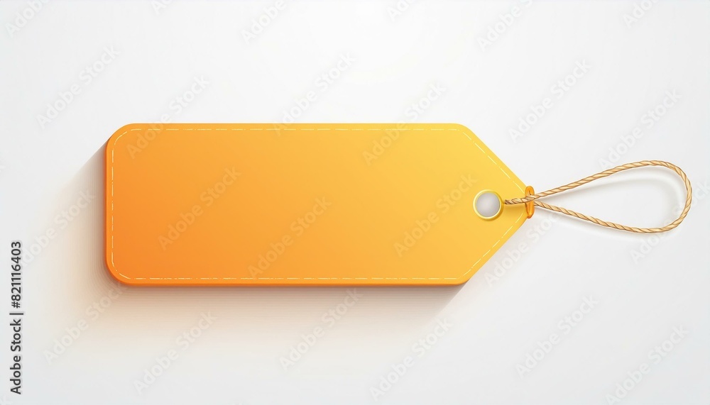 price tag, 3d Label blank tag paper texture on a orange background ...