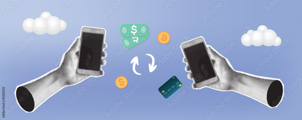 Online payment on online money or cryptocurrency transfer or currency ...