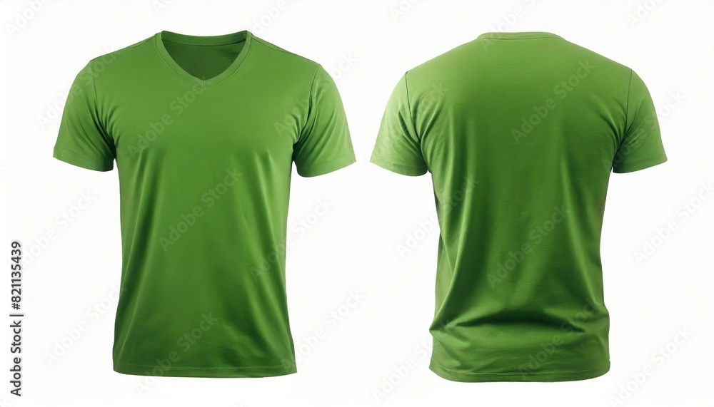green t shirt front and back view, isolated on white background. Ready ...