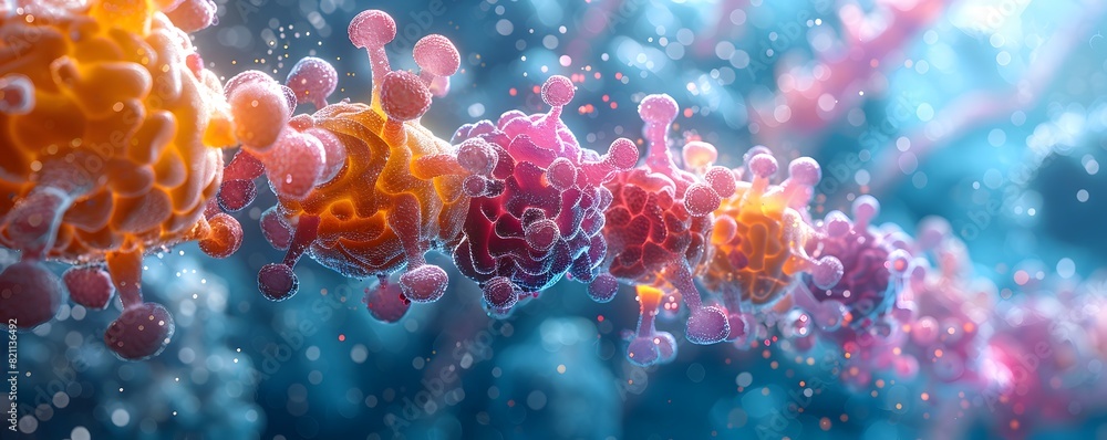 Detailed 3D representation of a drug binding to receptors on the ...