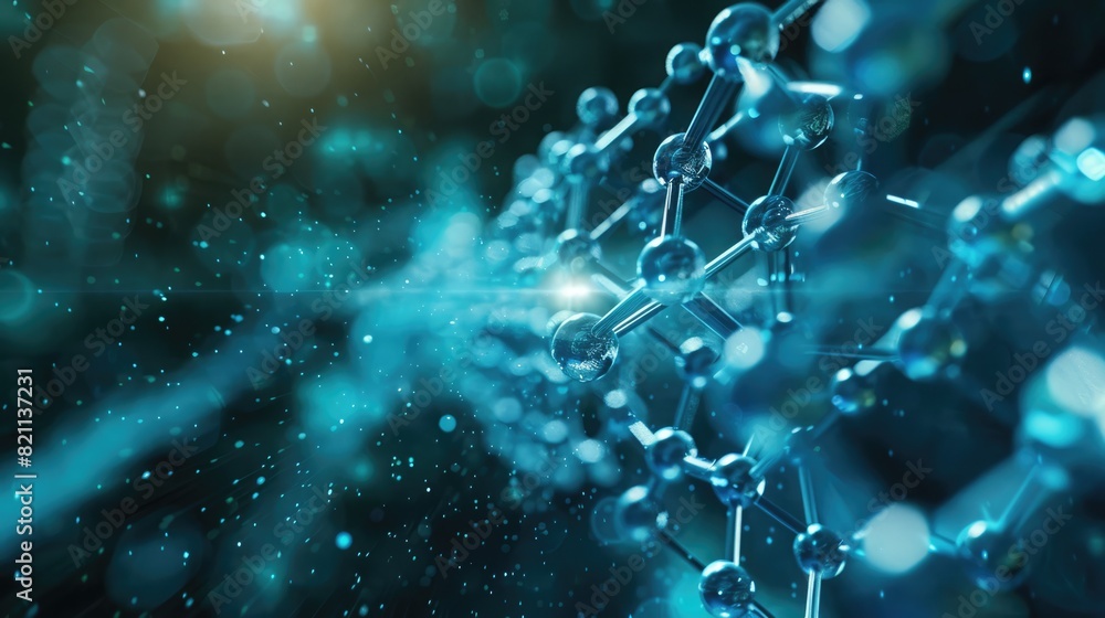 Hologram of carbon molecule split by light beam, showcasing tech ...