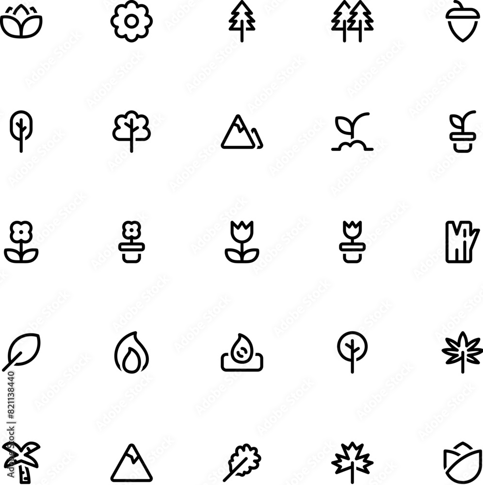 Icon set of nature symbols. Use for apps, websites, posters ...