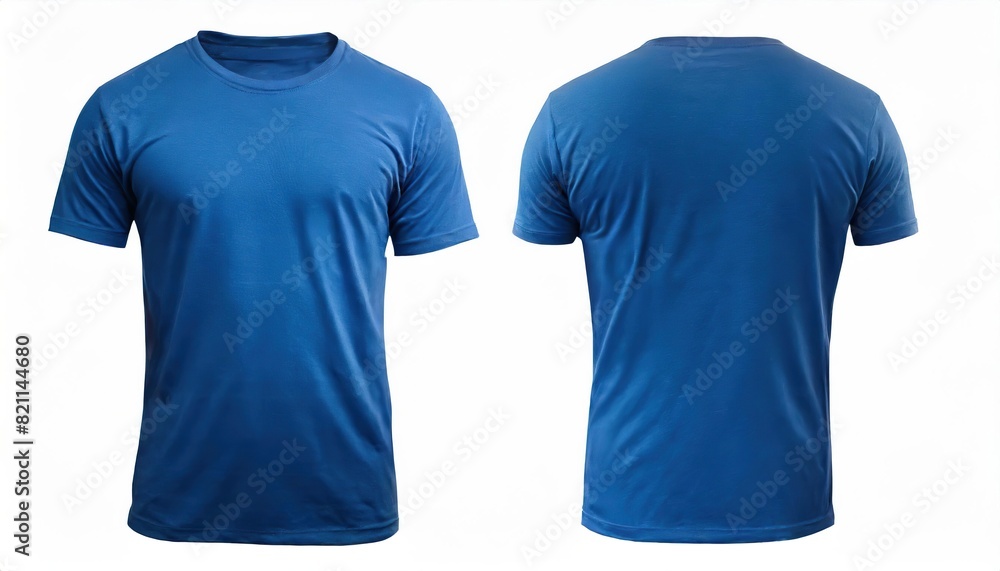 Blue t shirt front and back view, isolated on white background. Stock ...