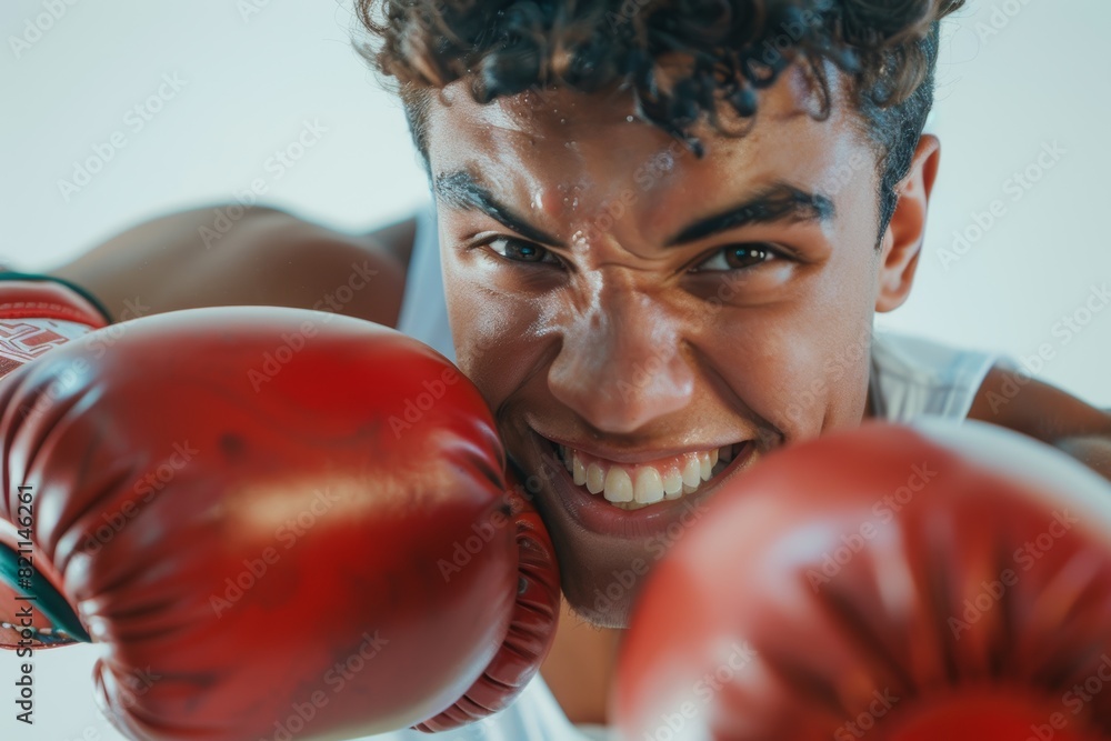 Personal trainer, man boxer, cardio fighting, and punching exercises ...