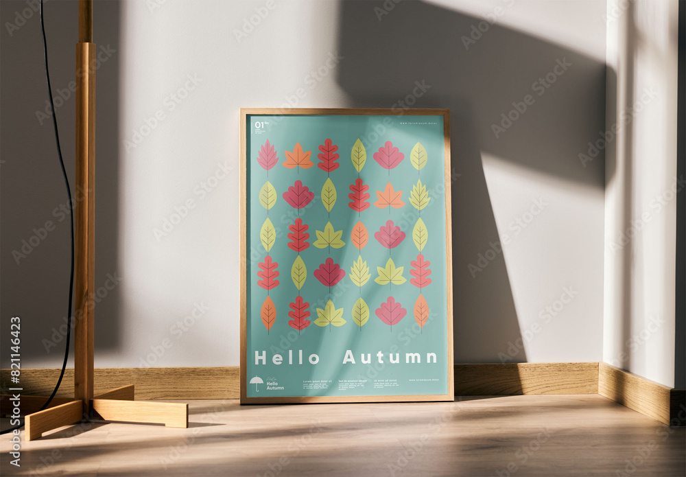 Mockup of customizable vertical picture frame on floor Stock Template ...