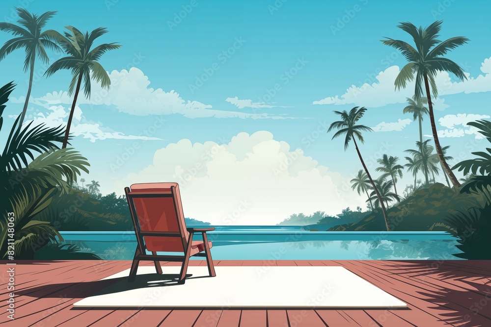 beach chair and swimming pool in front of pool villa background for ...