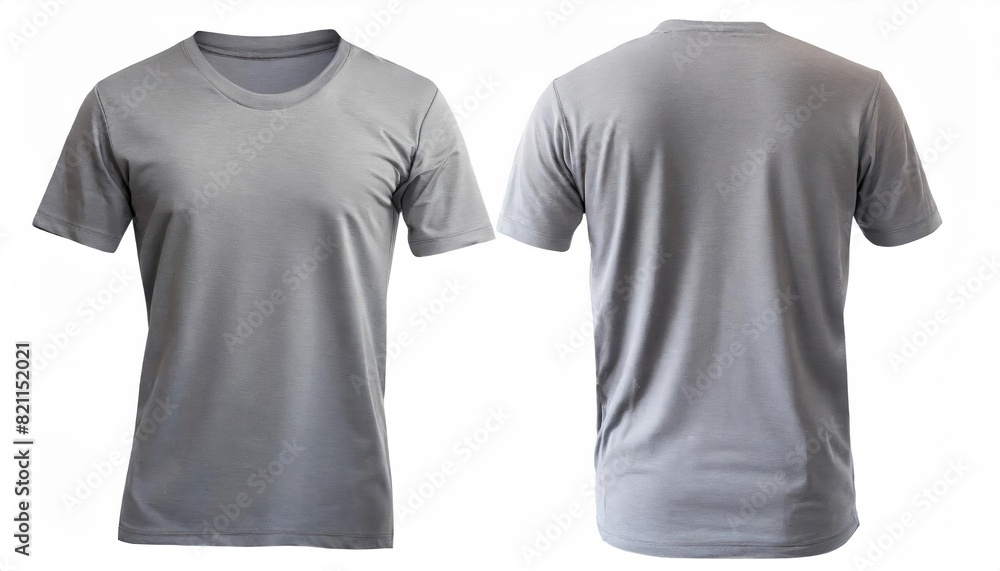 grey t shirt front and back view, isolated on white background. Stock ...