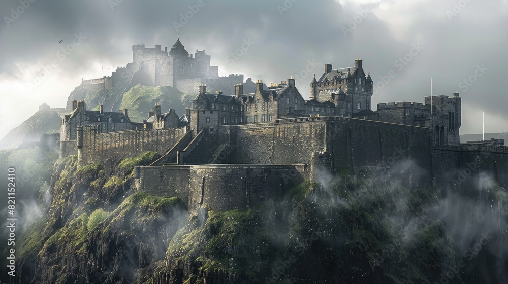 Edinburgh Castle under dramatic storm clouds, a majestic scene in ...