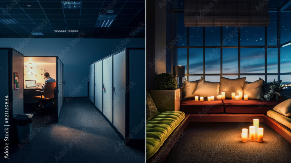 award winning photography, billboard advertisement, Overworked Office ...