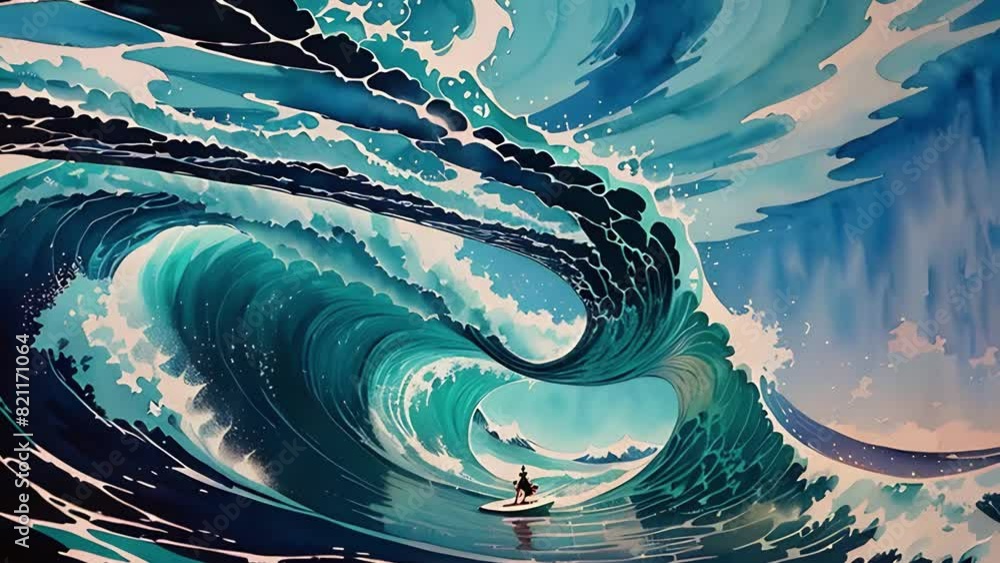 Ocean Waves Surfing Through the Curl 4K features an A.I. generated ...