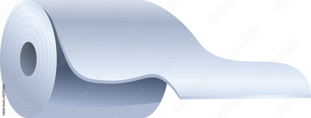 Vector illustration of a horizontal white paper roll with a curled end ...