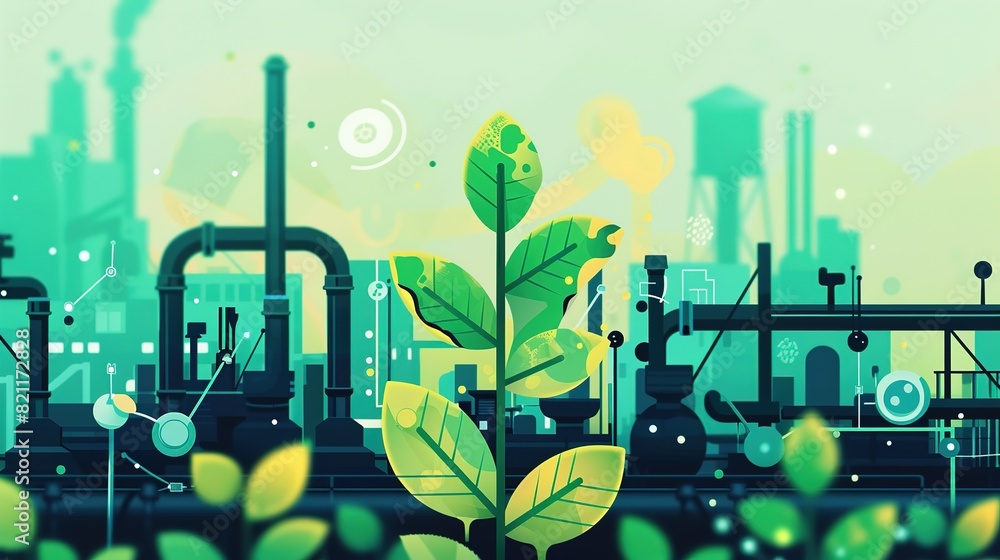 Conceptual illustration of tech plant growth Representing the fusion of ...