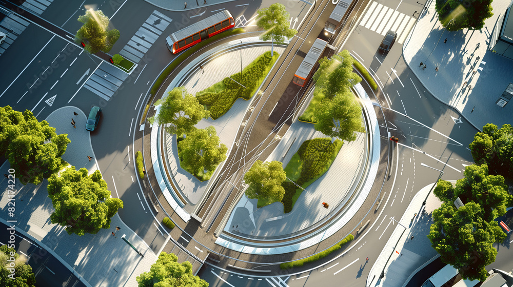 Integrated Roundabout with Tram Routes - Graphic of a roundabout ...