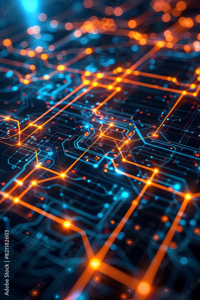 Network security theme top view demonstrating secure communication ...